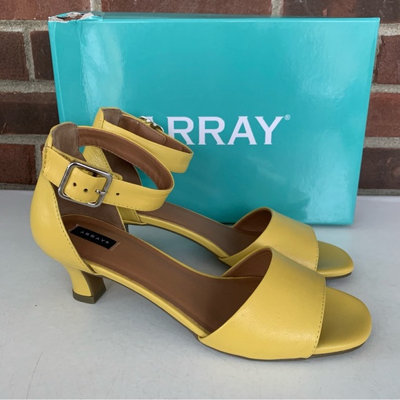 Array | Shoes | Array Praise Yellow Leather Sandals Kitten Heel Womens ...